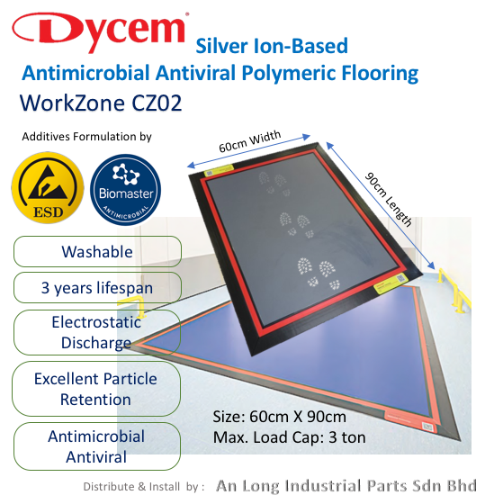 Dycem flooring also known as washable sticky mat with antimicrobial, antiviral properties and ...